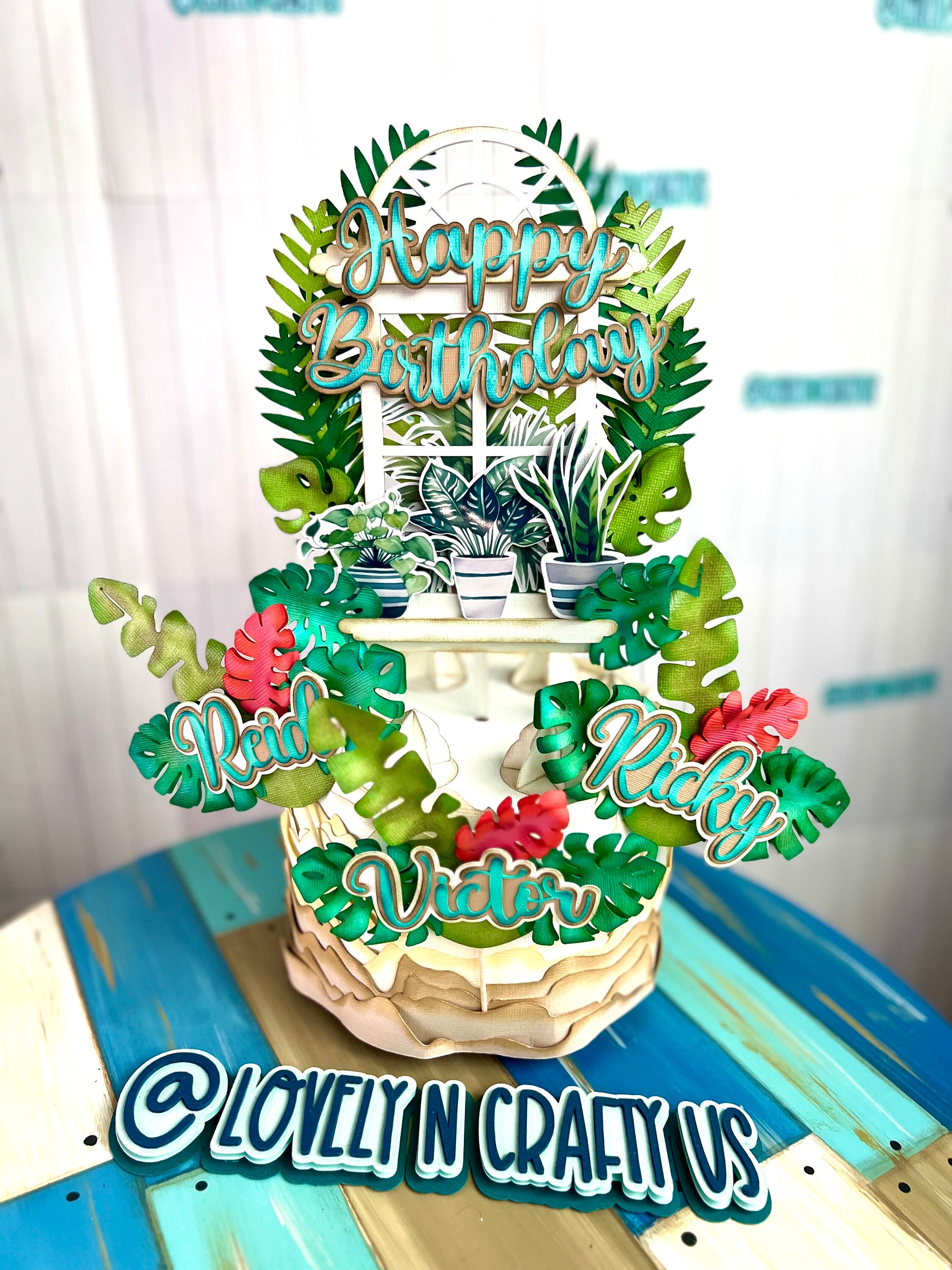 3D Greenery Leafy Cake Topper Botanical Cake Topper Tropical - Etsy