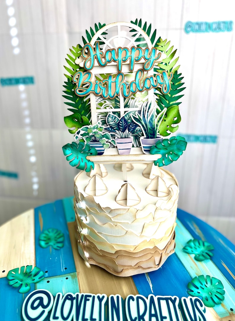 3D Greenery Leafy Cake Topper Botanical Cake Topper Tropical - Etsy