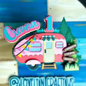 Vintage Camper Cake Topper, Camper Cake Topper, Camping Cake Topper ...