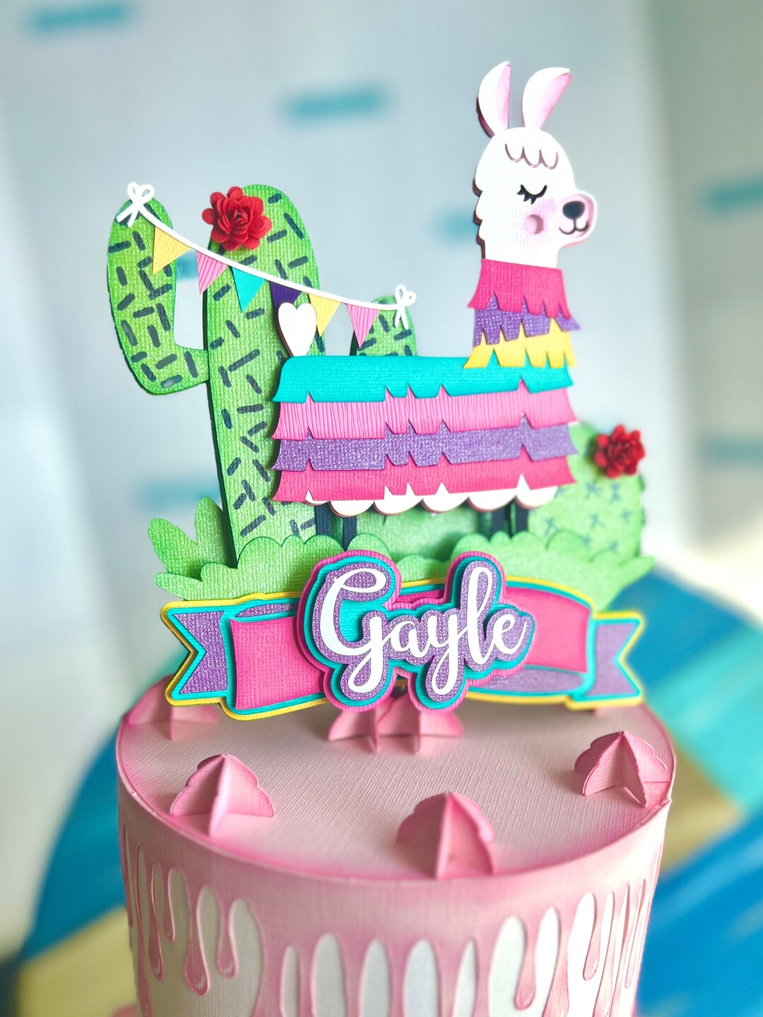 Cute Llama Cake Topper, Mexican Piñata Cake Topper, Llama Pinata ...