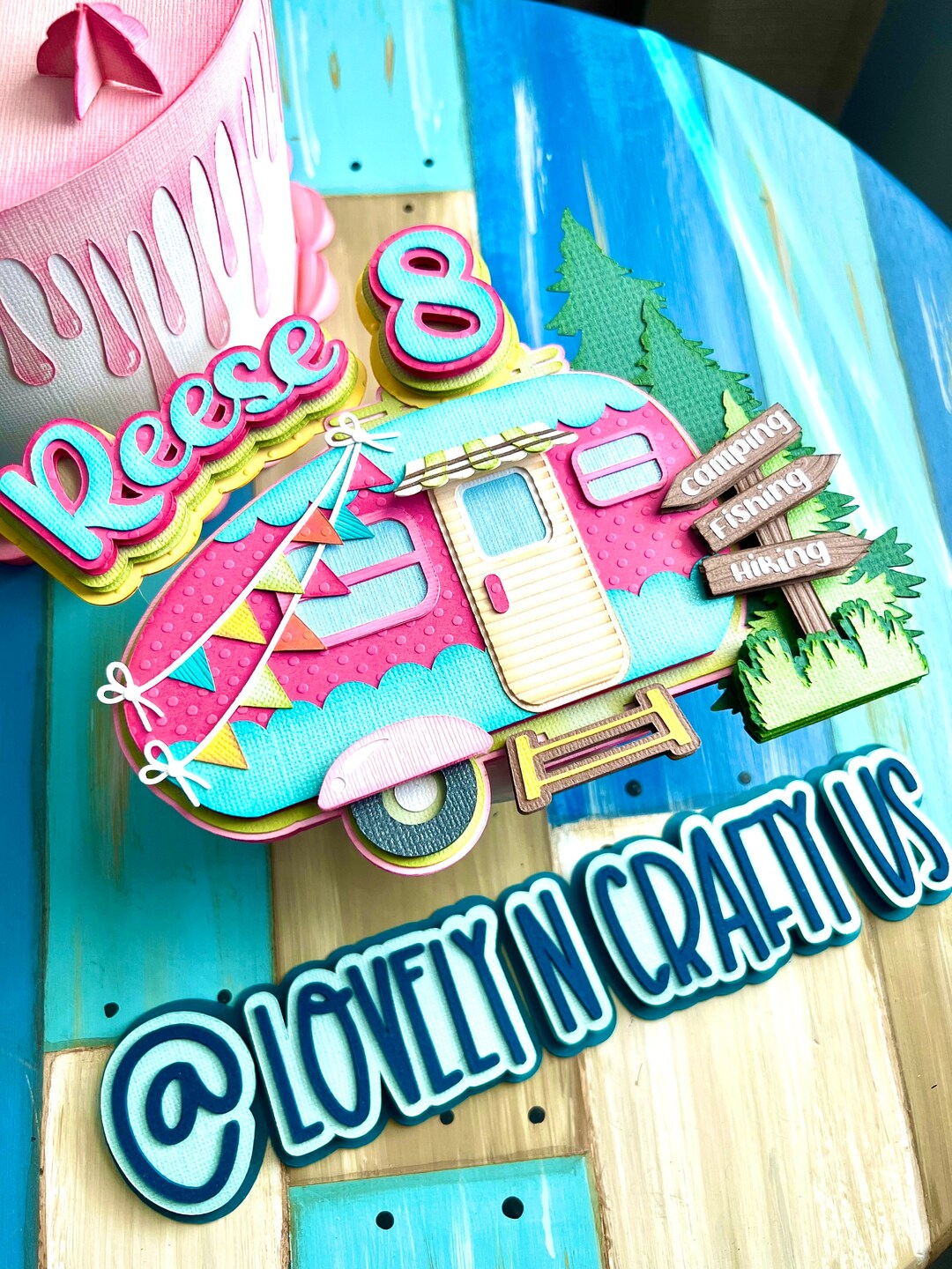 Vintage Camper Cake Topper, Camper Cake Topper, Camping Cake Topper ...