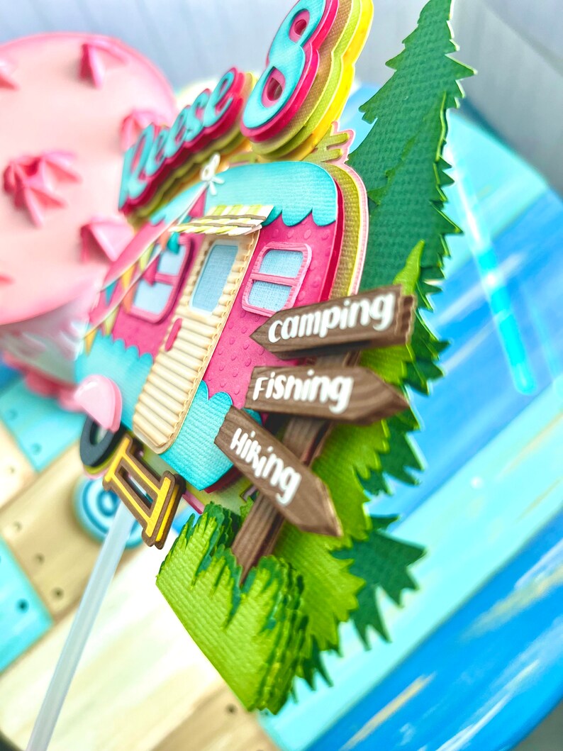 Vintage Camper Cake Topper, Camper Cake Topper, Camping Cake Topper ...