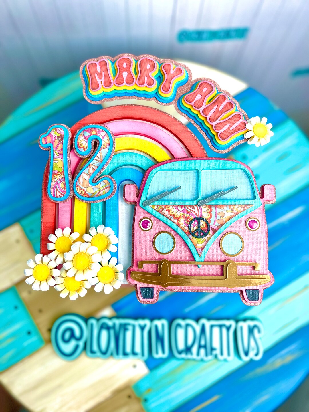 Groovy Van, Peace and Love Van, 70's Cake Topper, Retro Van Cake Topper ...
