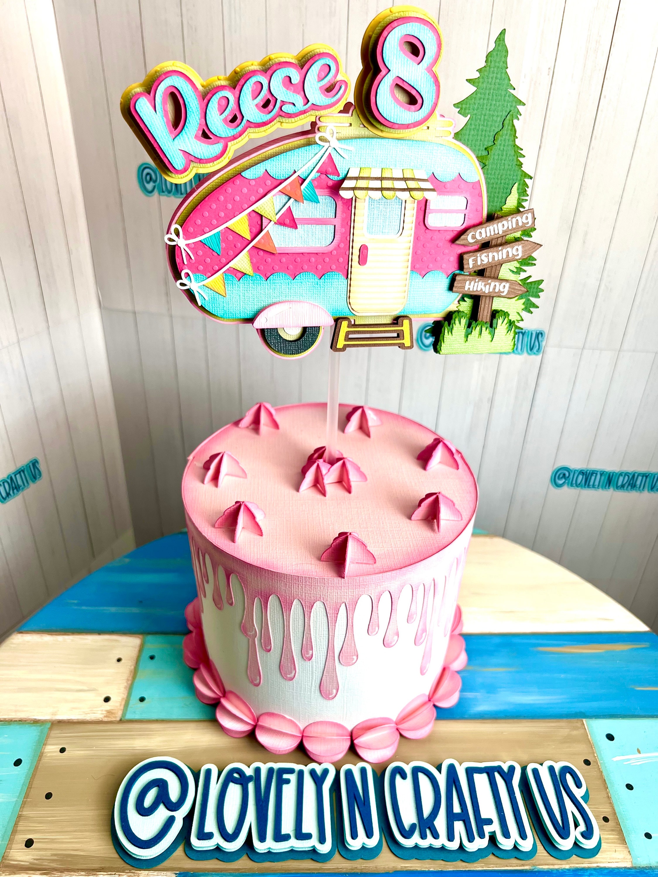 Vintage Camper Cake Topper, Camper Cake Topper, Camping Cake Topper ...