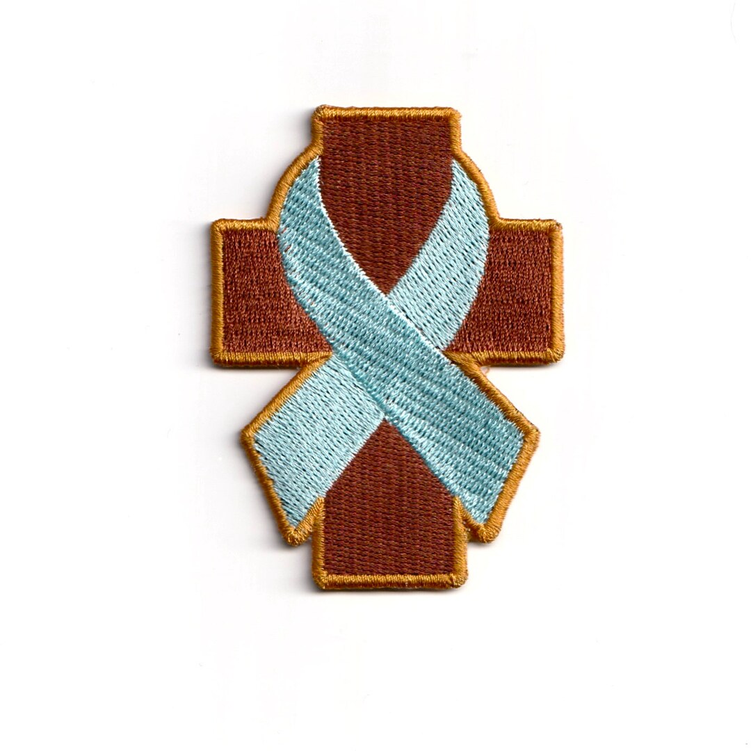 Prostate Cancer | Light Blue Ribbon Cross Patches - Etsy