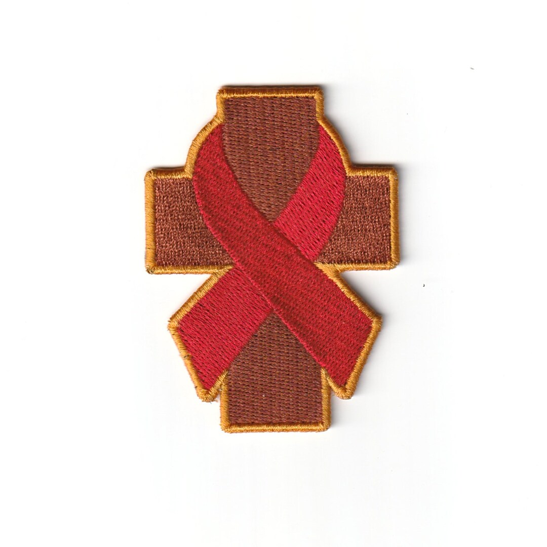 HIV AIDS Red Ribbon Cross Patches - Etsy