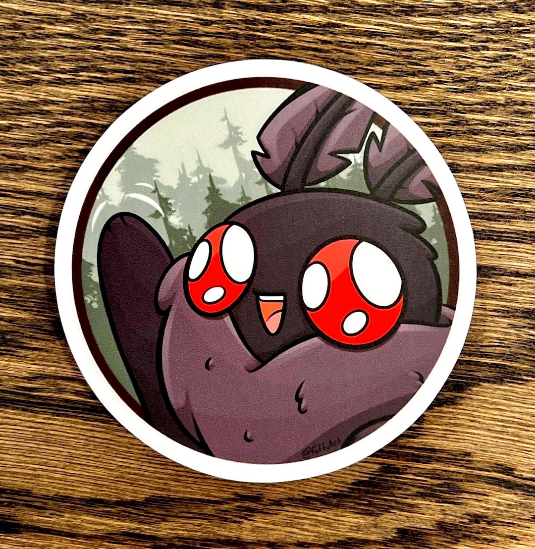 Mothman Waving Circle Sticker Live Laugh Lurk Boba Mothman Series Cute ...