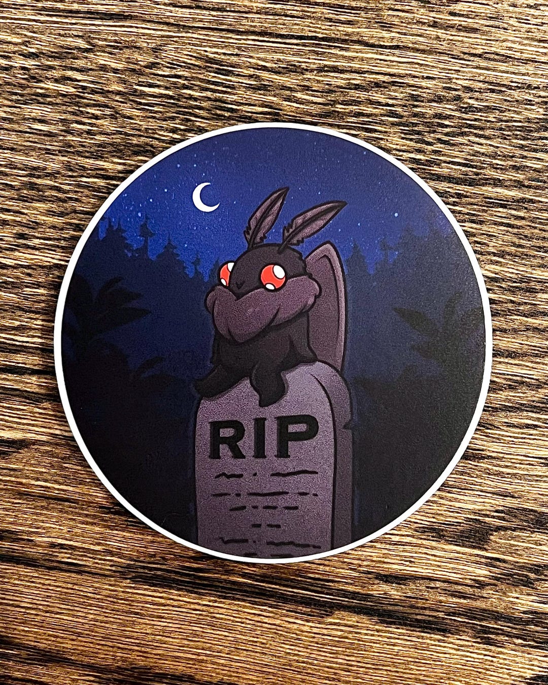 Mothman Sticker || Creepy Cute Mothman in a Graveyard - Boba Mothman ...