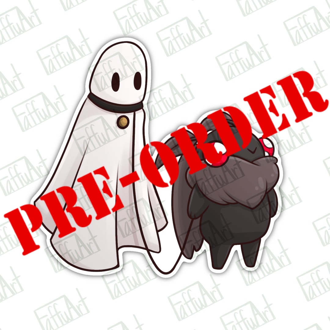 Mothman Sticker Creepy Cute Mothman Walking His Ghost - Etsy