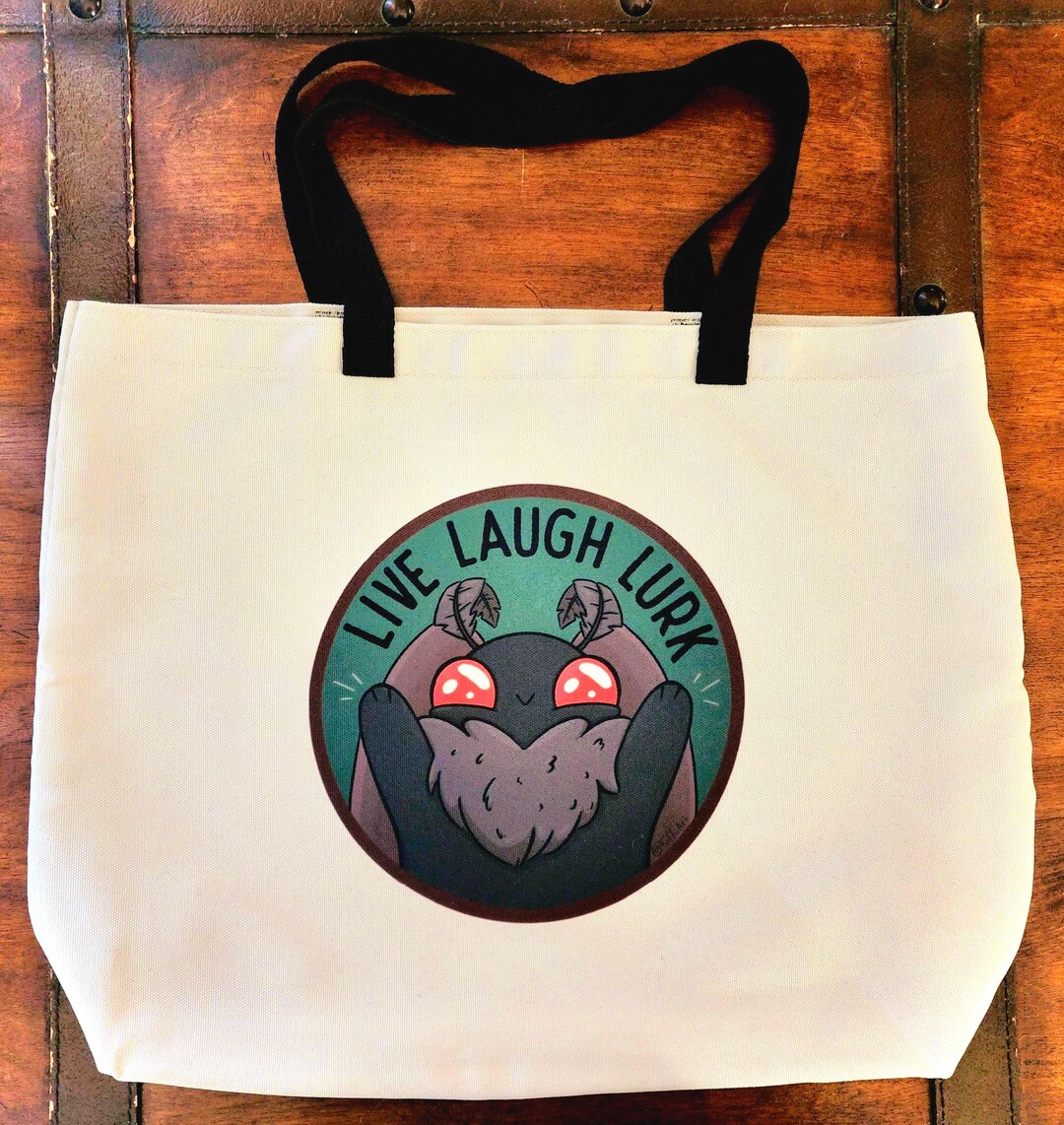 Mothman Tote Bag || Live Laugh Lurk - Boba Mothman Series || Cute Baby ...