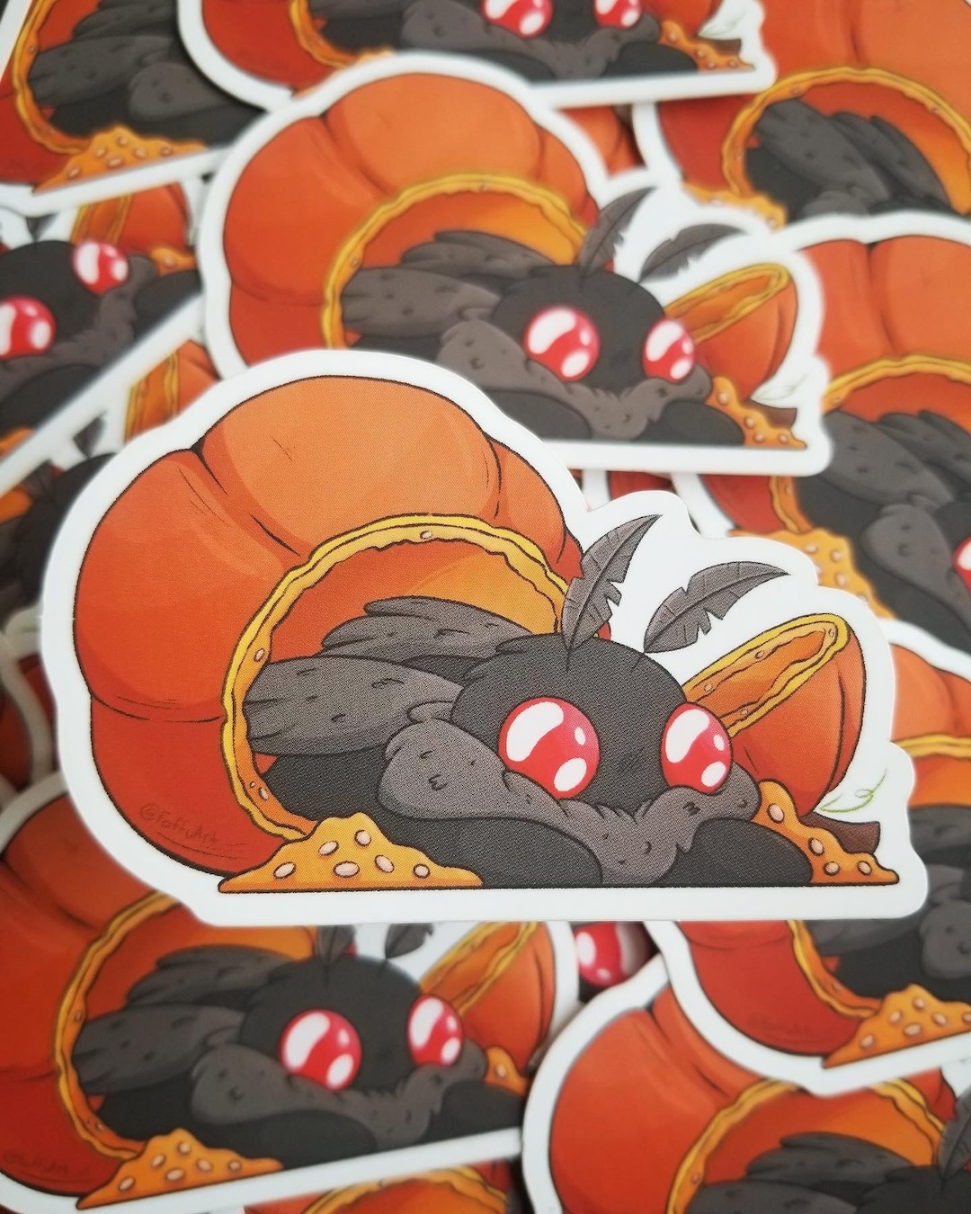 Cute Cryptid Baby Mothman Pumpkin Fall Mothman Sticker || Boba Mothman ...