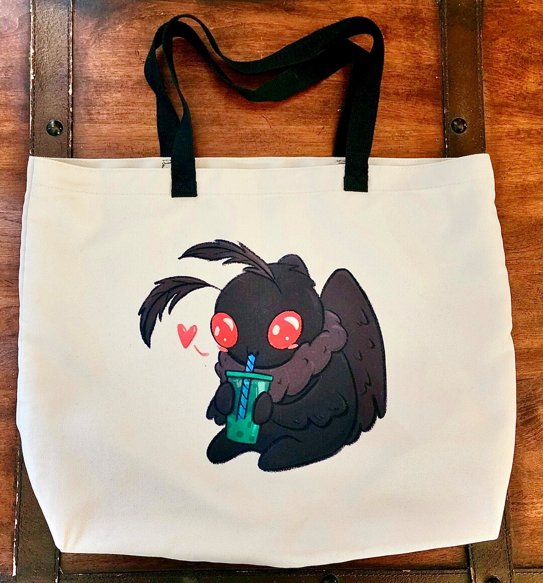 Mothman Tote Bag Boba Mothman Series Cute Baby Cryptid - Etsy