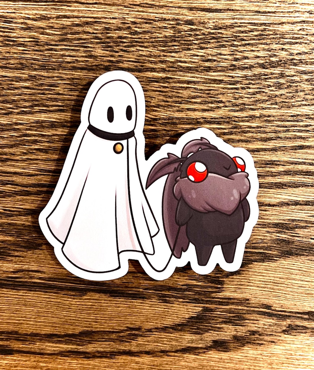 Mothman Sticker || Creepy Cute Mothman Walking His Ghost - Boba Mothman ...