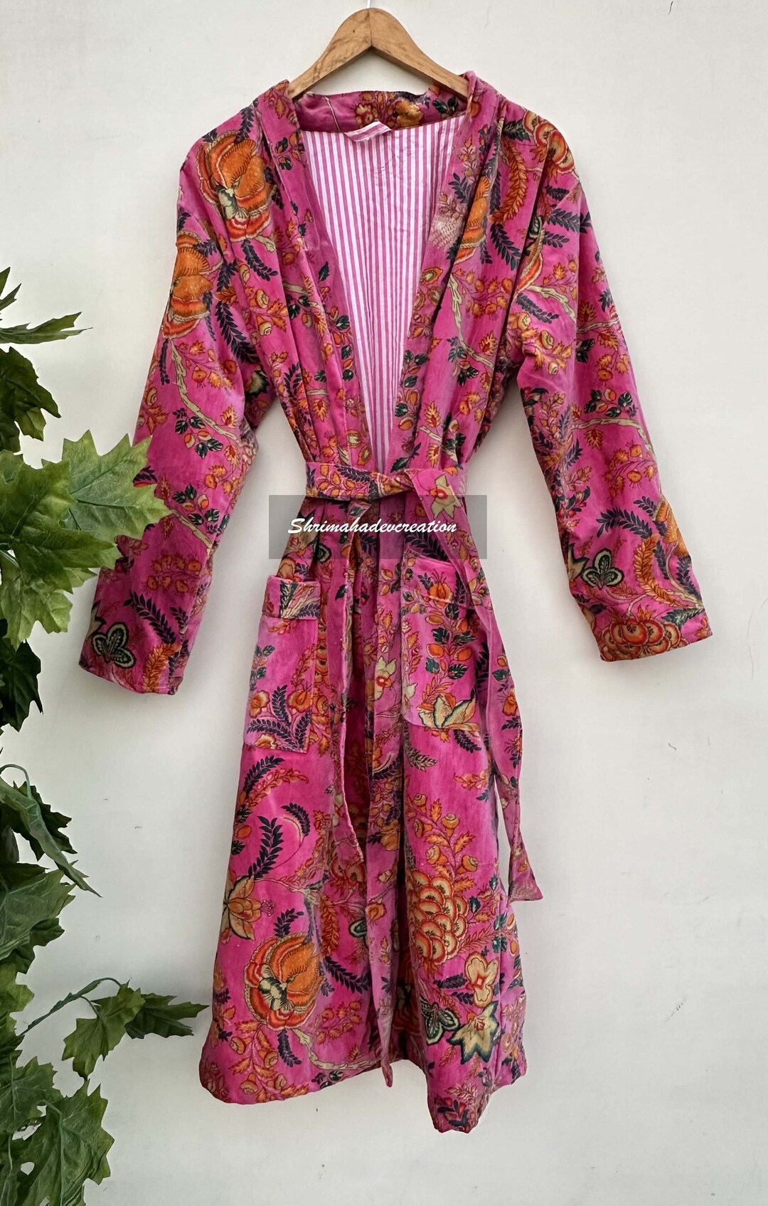 Women's Velvet Long Robe Light Weight , Velvet Robe Women, Velvet ...