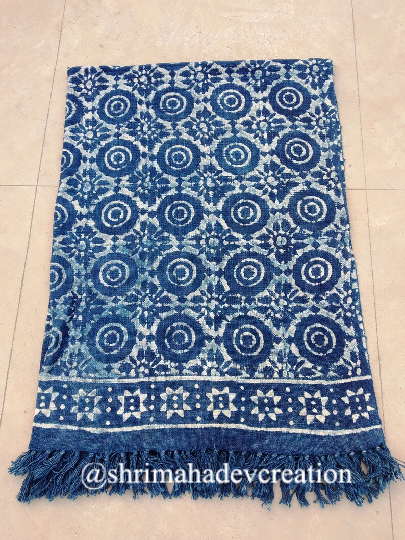 Indigo Blue Rug Area Rug Floor Rug Handmade Cotton Modern | Etsy