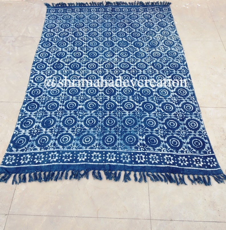 Indigo Blue Rug Area Rug Floor Rug Handmade Cotton Modern | Etsy
