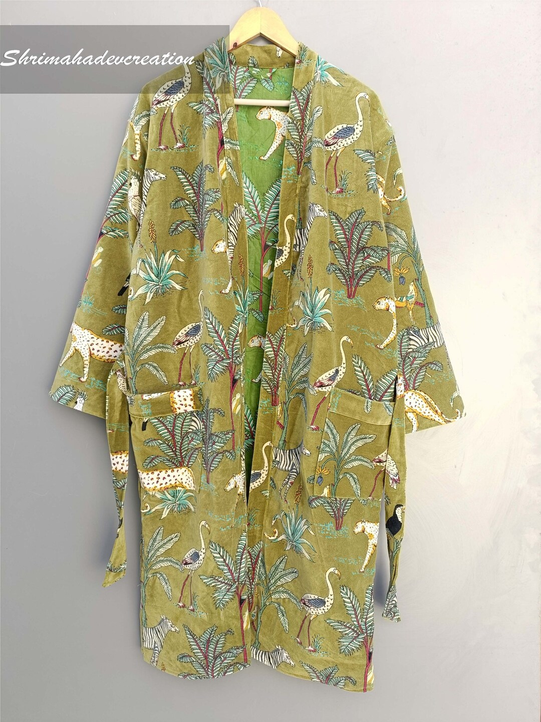 Long Velvet Jacket, Winter Jacket, Velvet Robe, House Robe, Bridal ...