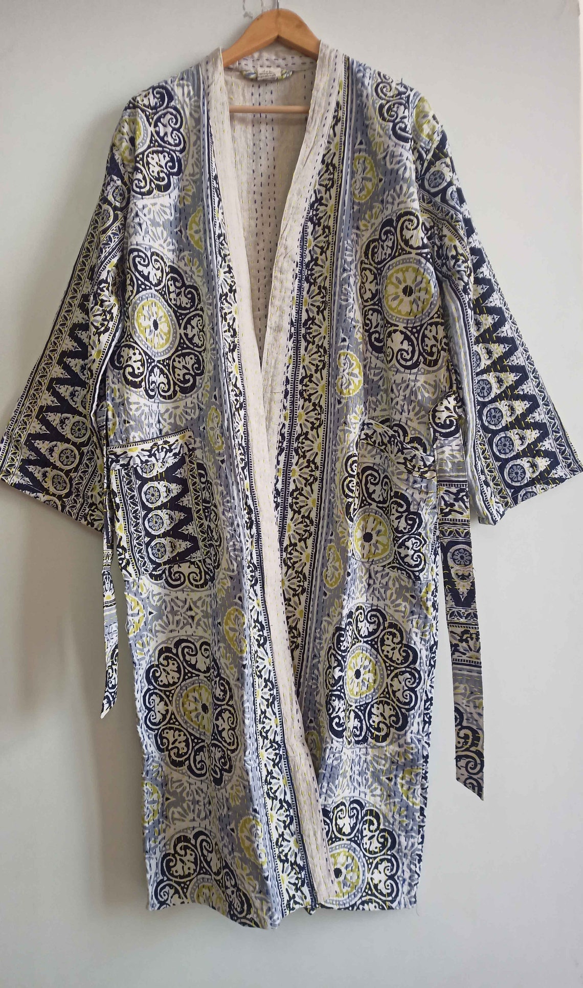 100% Cotton Indian Floral Robe Night Wear Kimono Women's - Etsy