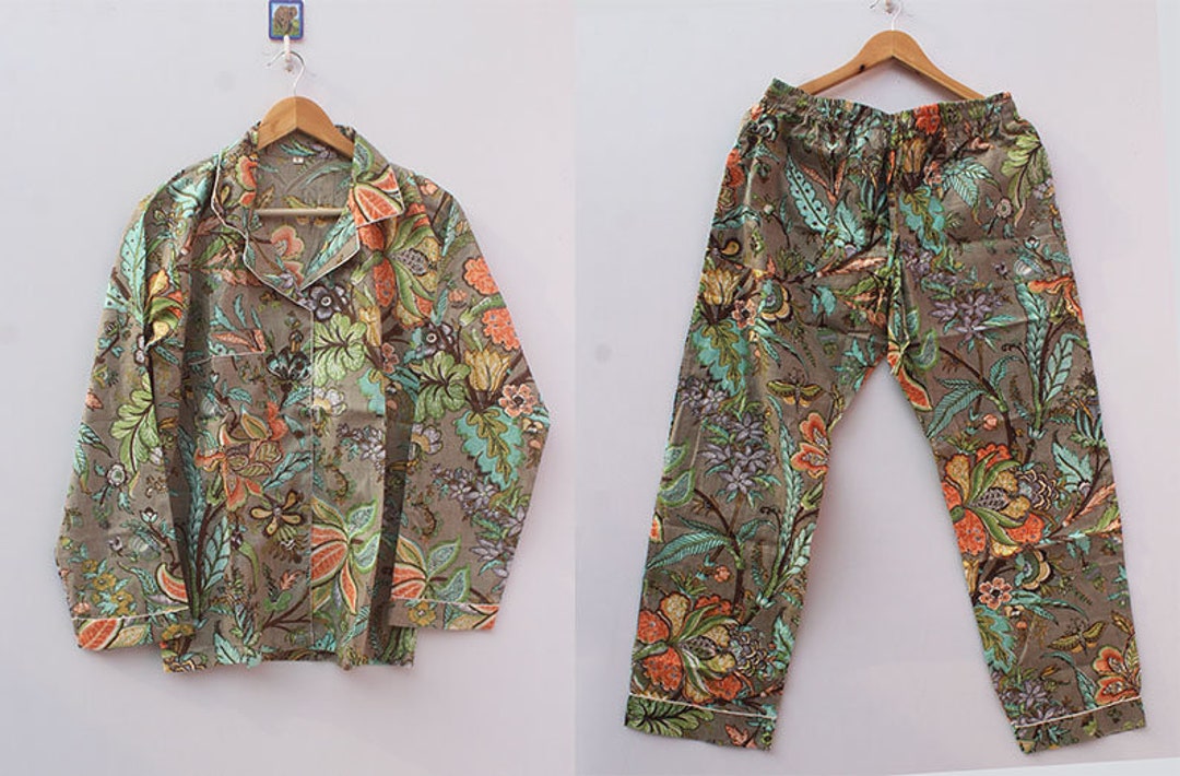 Pure Handmade Indian Cotton Pajama Set Ultra-soft Night - Etsy