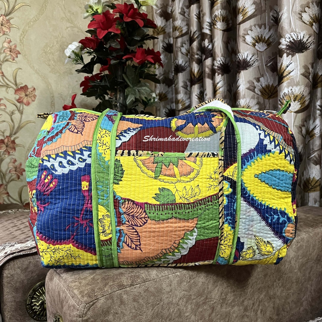 Indian Cotton Patchwork Quilted Duffel Bagbridesmaid Gift - Etsy