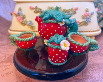 Strawberry Tea Set - Etsy