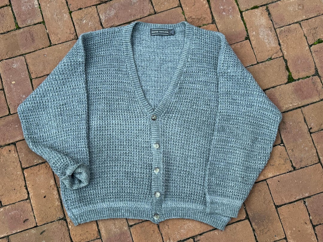 Vintage Cardigan Sweater, Gray, Grandpacore,men's XL - Etsy