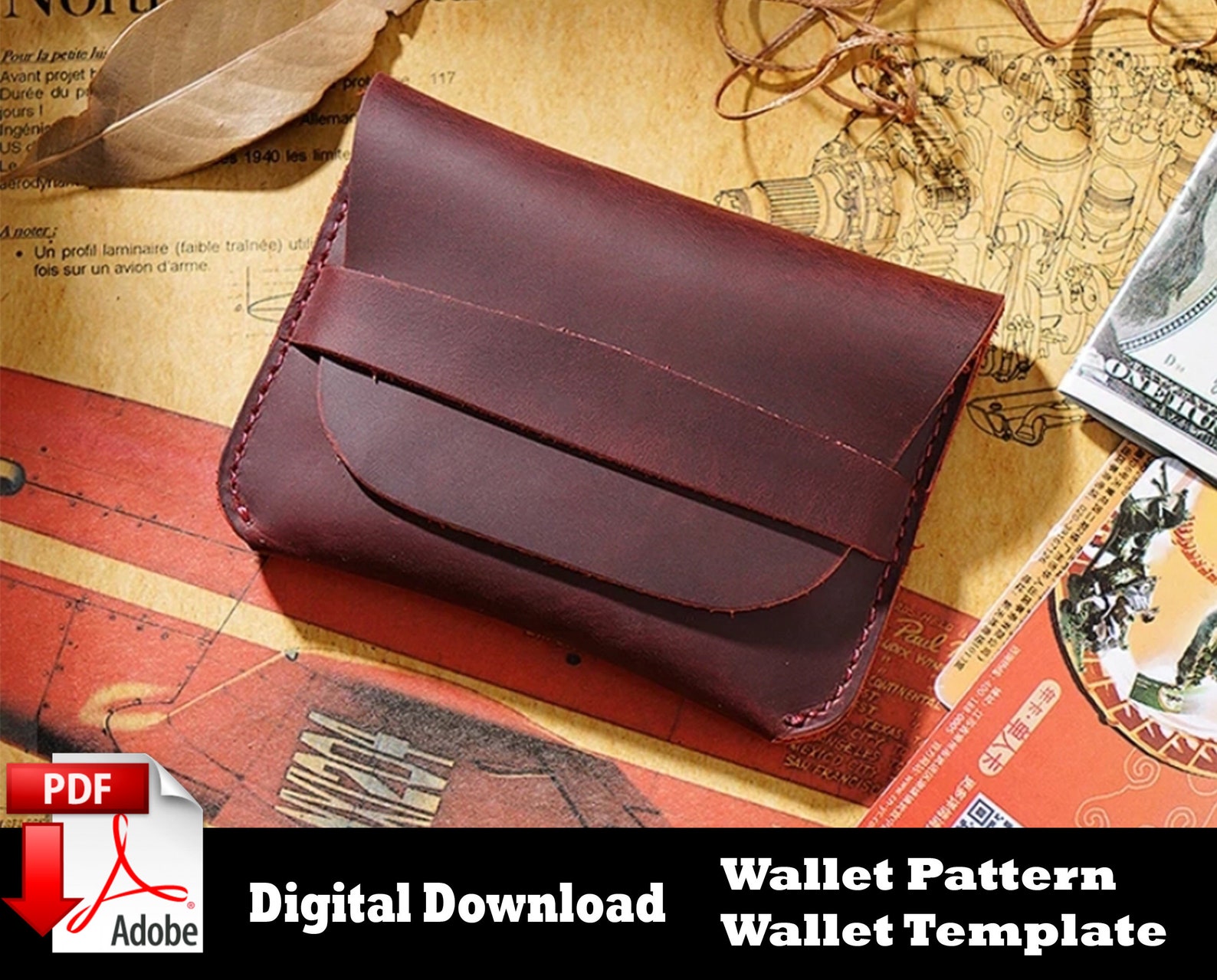 Card Holder Pattern, Leather Wallet PDF, Wallet Pattern, Leather ...