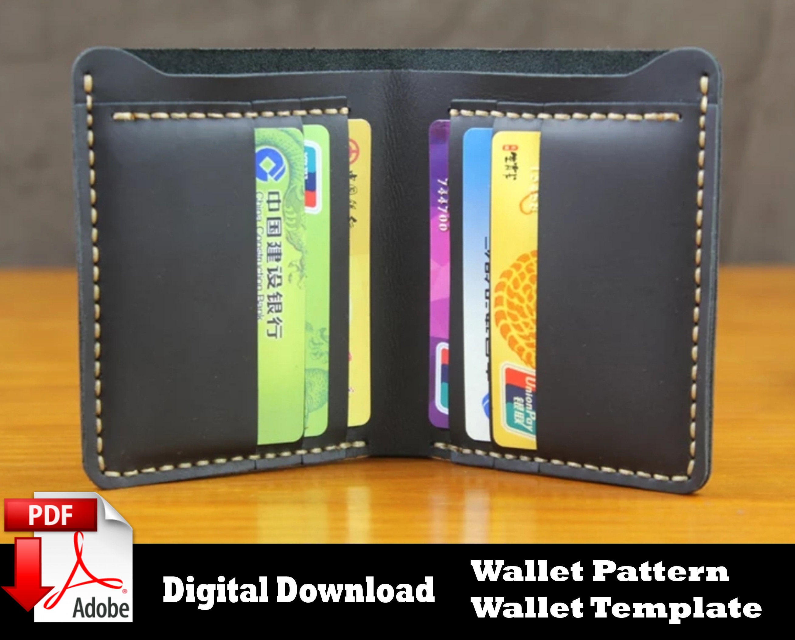 Leather Wallet Pattern Wallet Pdf Wallet Template Leather - Etsy India