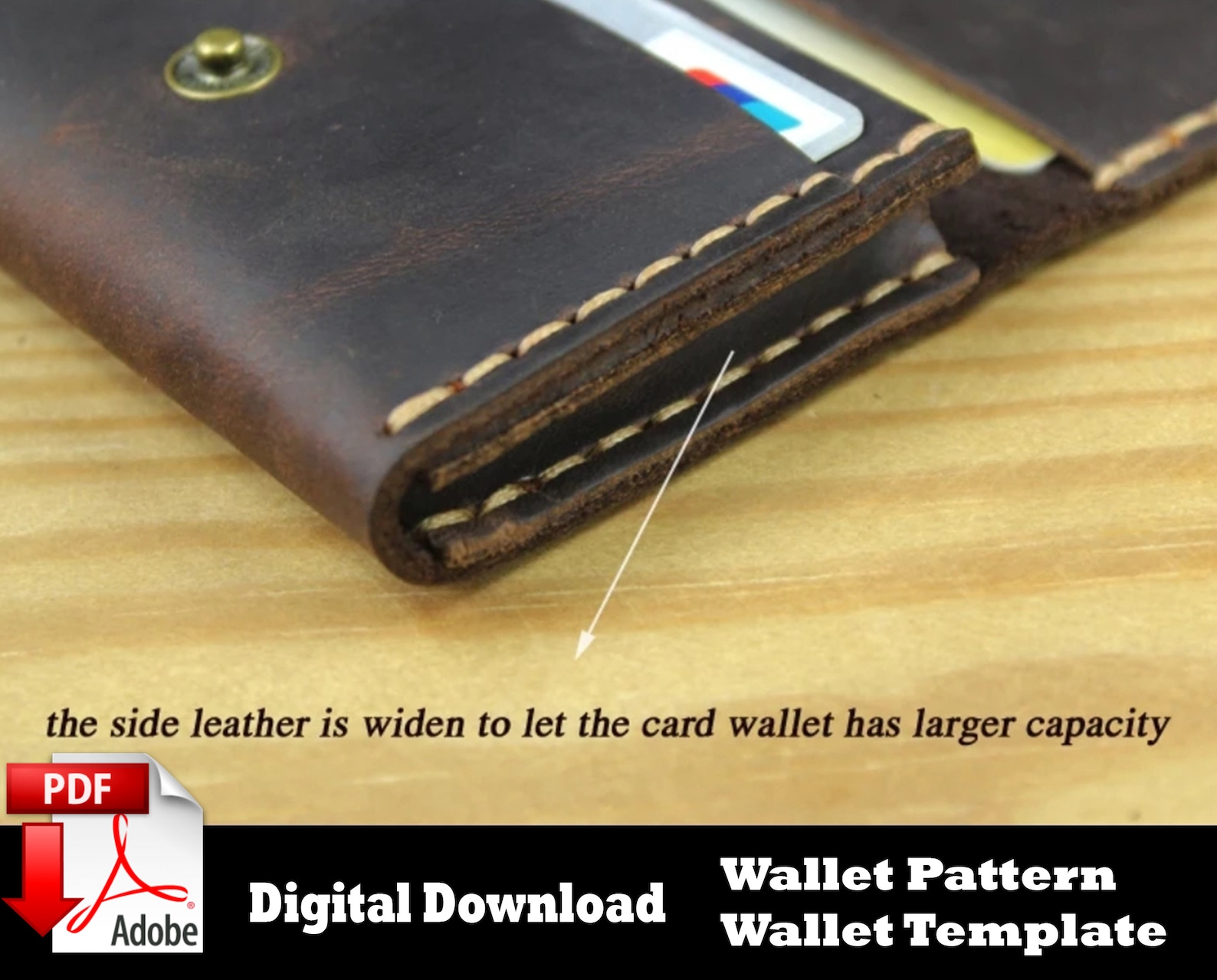Wallet Pattern PDF, Leather Wallet PDF, Bifold Wallet Pattern, Leather ...
