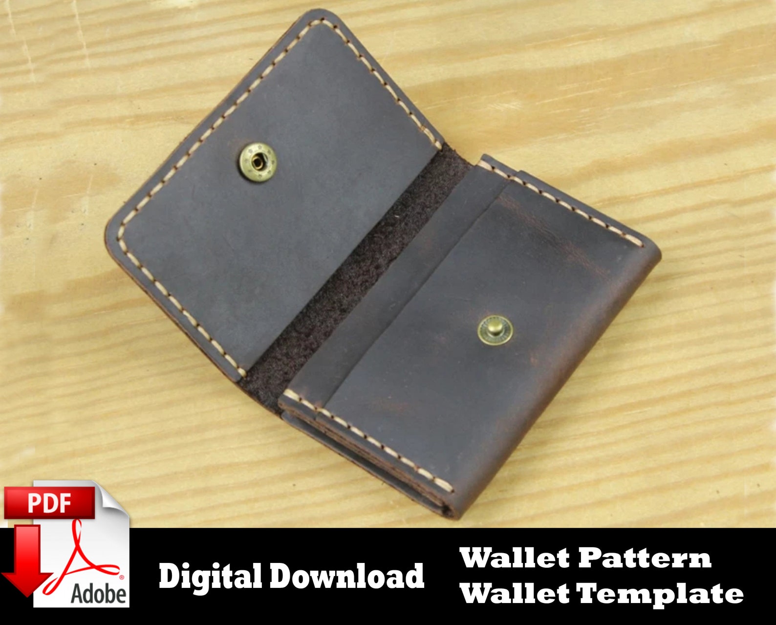 Wallet Pattern PDF, Leather Wallet PDF, Bifold Wallet Pattern, Leather ...