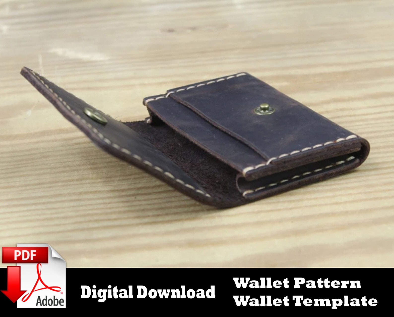 Wallet Pattern PDF, Leather Wallet PDF, Bifold Wallet Pattern, Leather ...