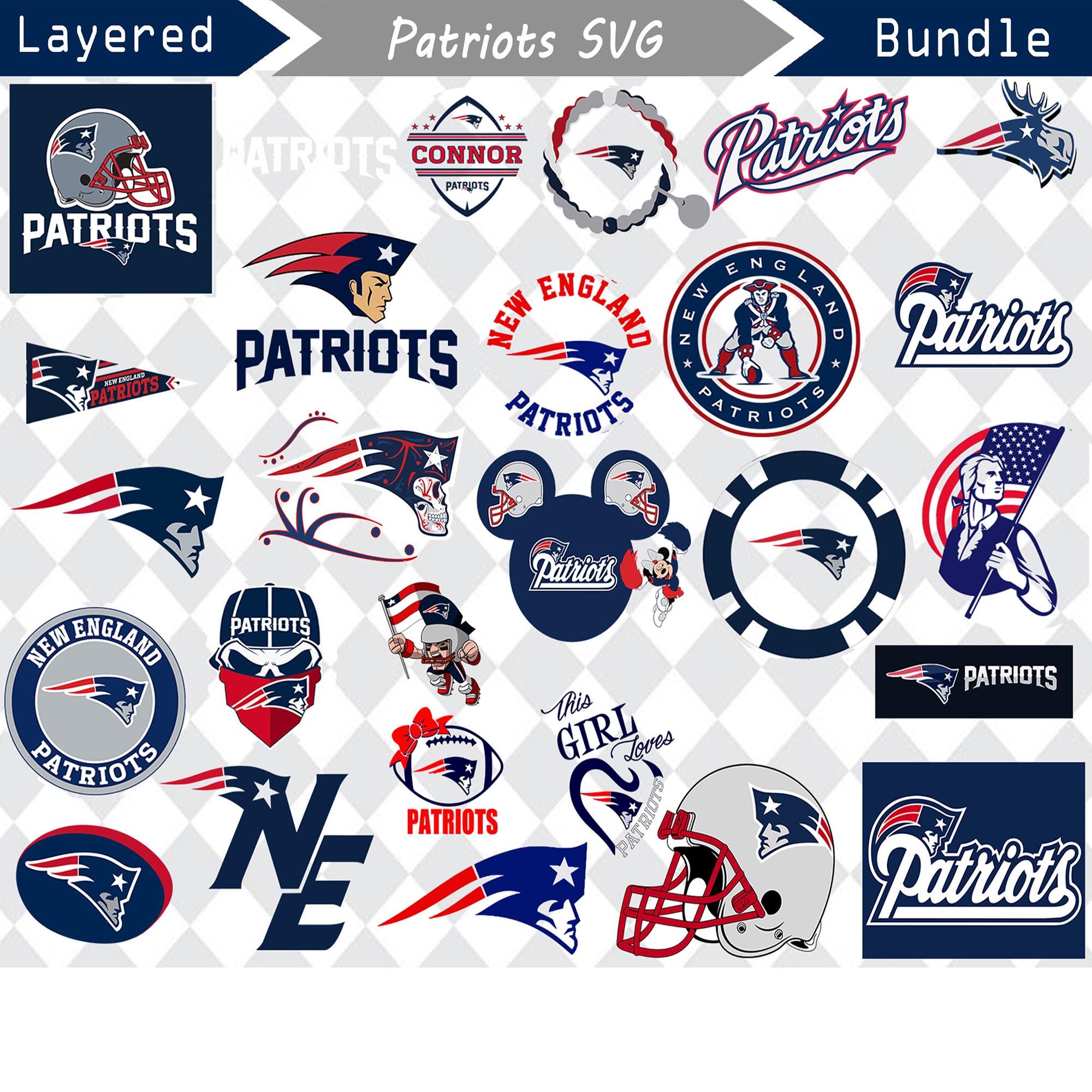 Printable Patriots Logo Stencil Layered NEW ENGLAND PATRIOTS Svg Nfl