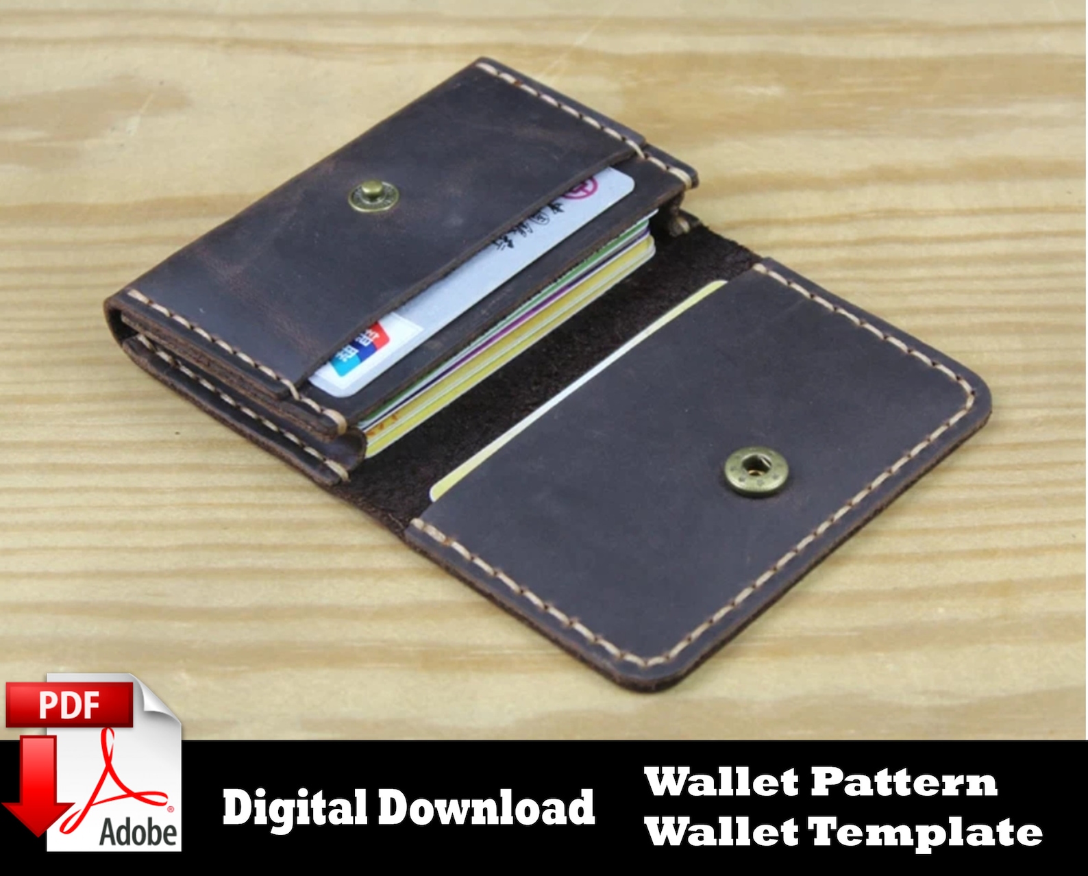 Wallet Pattern PDF, Leather Wallet PDF, Bifold Wallet Pattern, Leather ...
