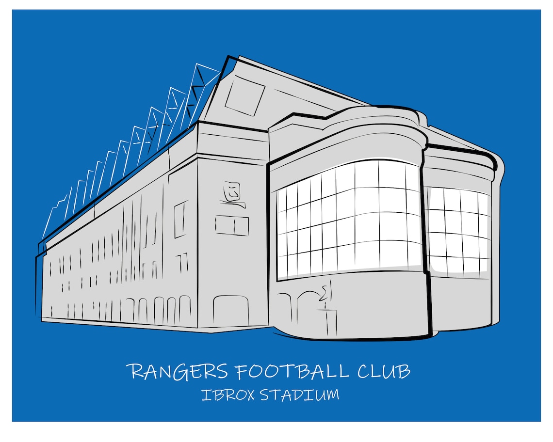 Rangers FC Ibrox Stadium Print Hand Drawn Original Print | Etsy