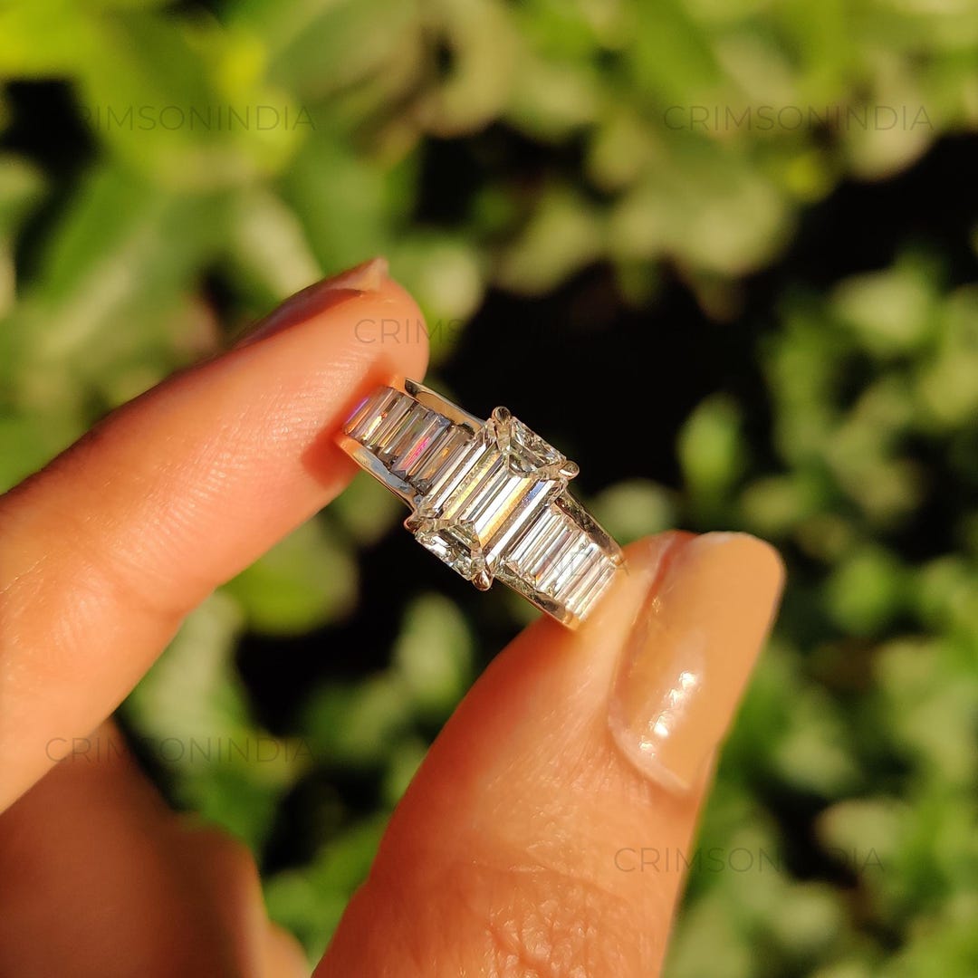 Camilla Replica Ring, 2 CT Emerald Cut Moissanite Engagement Ring ...