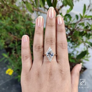 Lozenge Cut Bezel Set Moissanite Engagement Ring, Kite Cut Bezel Set ...