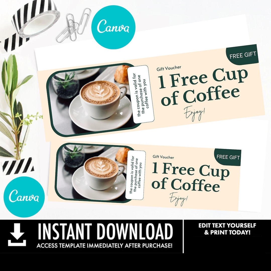 Editable Free Coffee Ticket Template Canva | Raffle Ticket Coffee ...