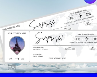 Editable Boarding Pass Ticket Template, Surprise Airline Gift, Delta Airlines, Printable Airline ...