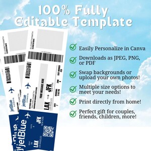 Editable Boarding Pass Ticket Template, Surprise Airline Gift, Jetblue ...