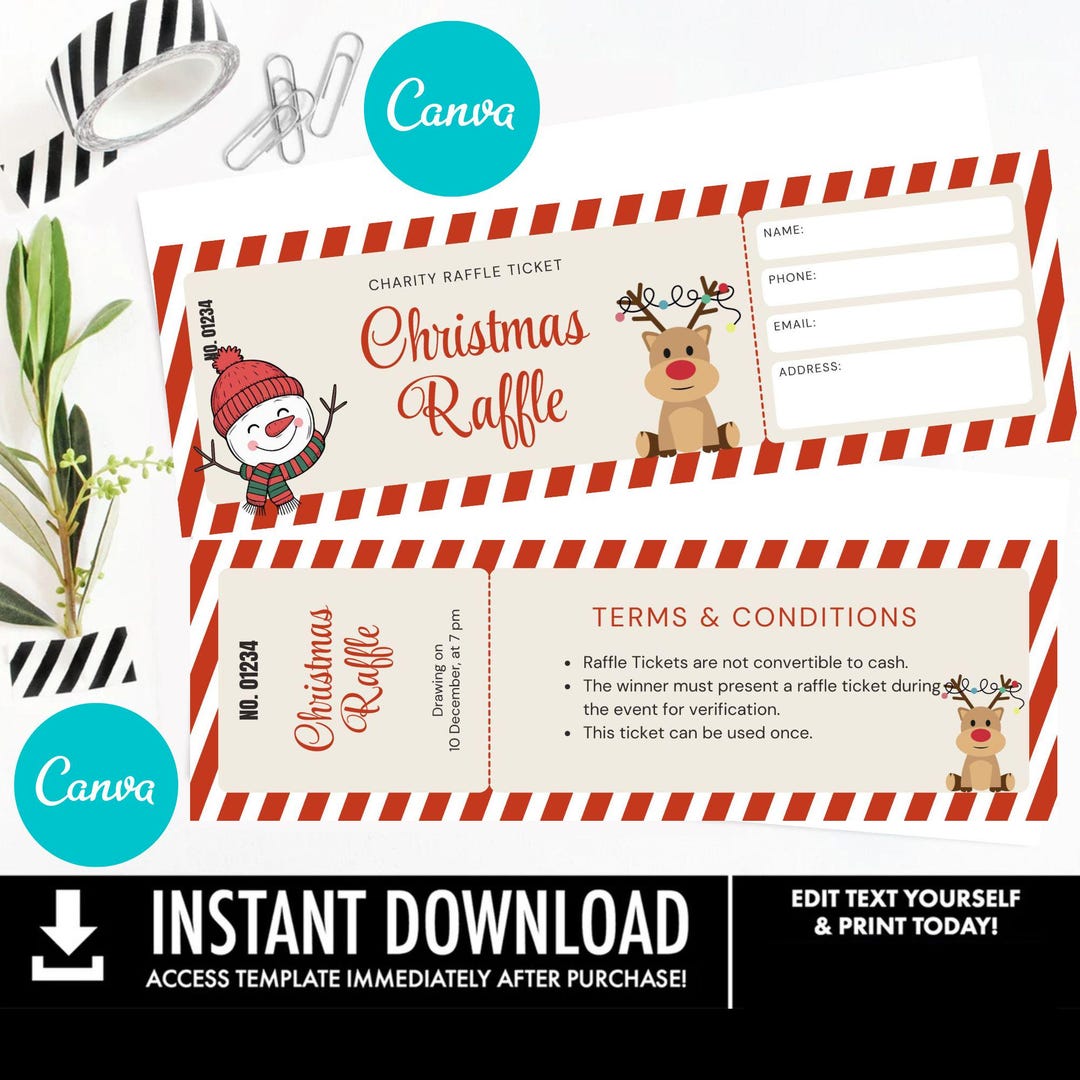 Editable Christmas Ticket Template I Holiday Boarding Pass I Raffle ...