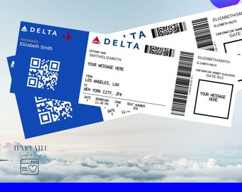 Editable Boarding Pass Ticket Template, Surprise Airline Gift, Jetblue ...