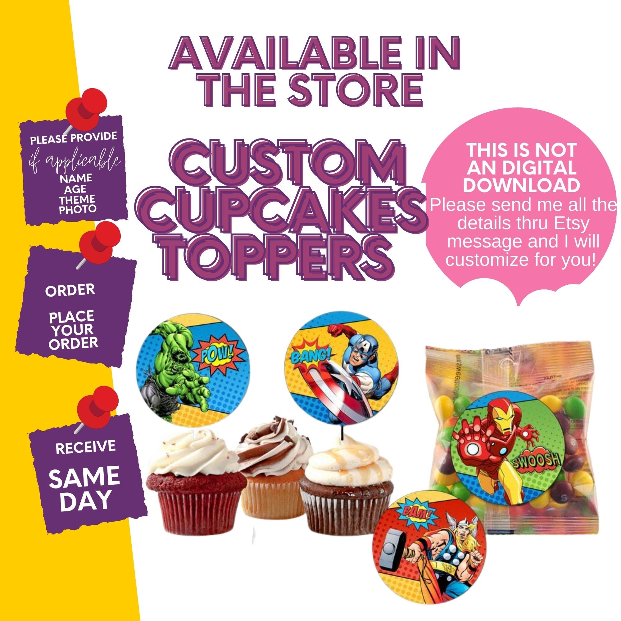 Cupcake Toppers Template I Party Circle I Editable Favors I Favors ...