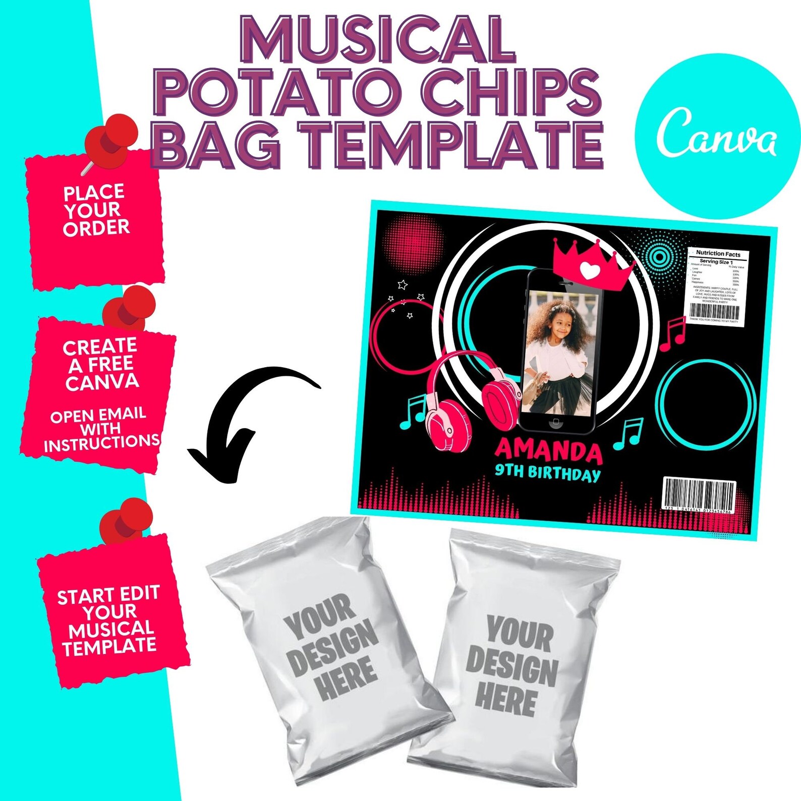 Potato Chips Canva Template I I I Editable Favors Itik Tok - Etsy