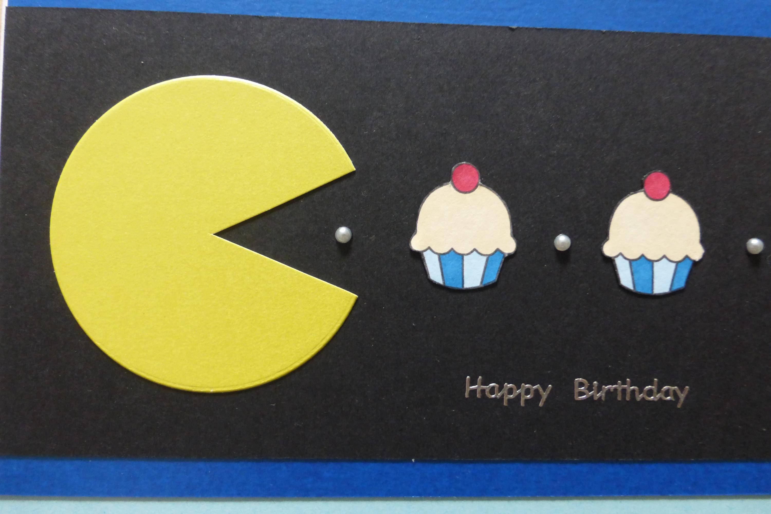 Pacman Eating Cake Birthday Card - Etsy