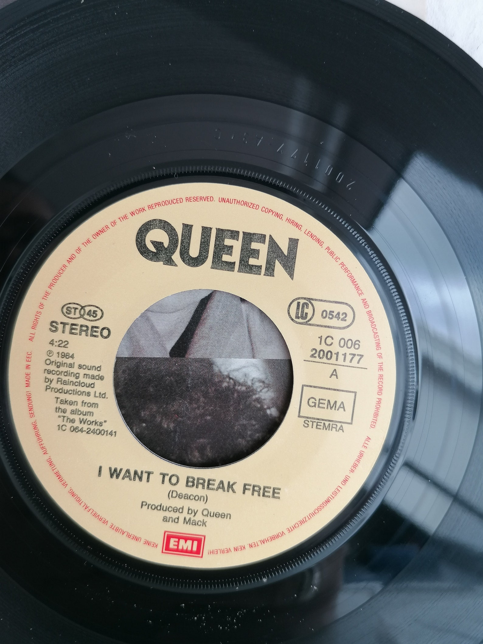 Queen I Want to Break Free Record Vinyl 7 45 RPM/ Single EMI Germany ...