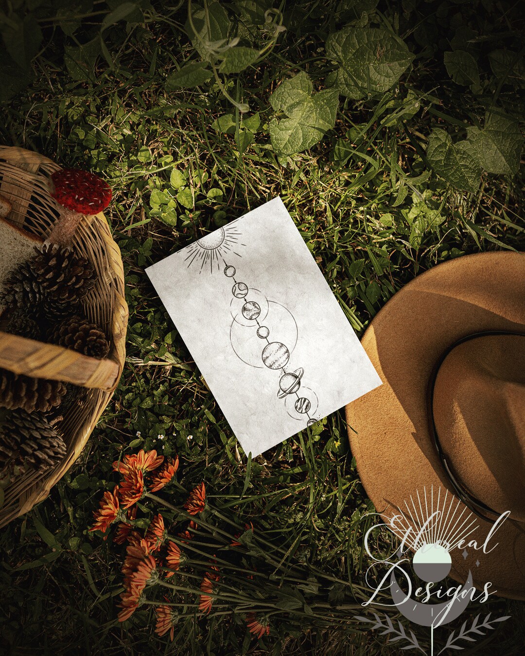 Planetary Alignment Tattoo Design Digital Download Black/white JPEG - Etsy