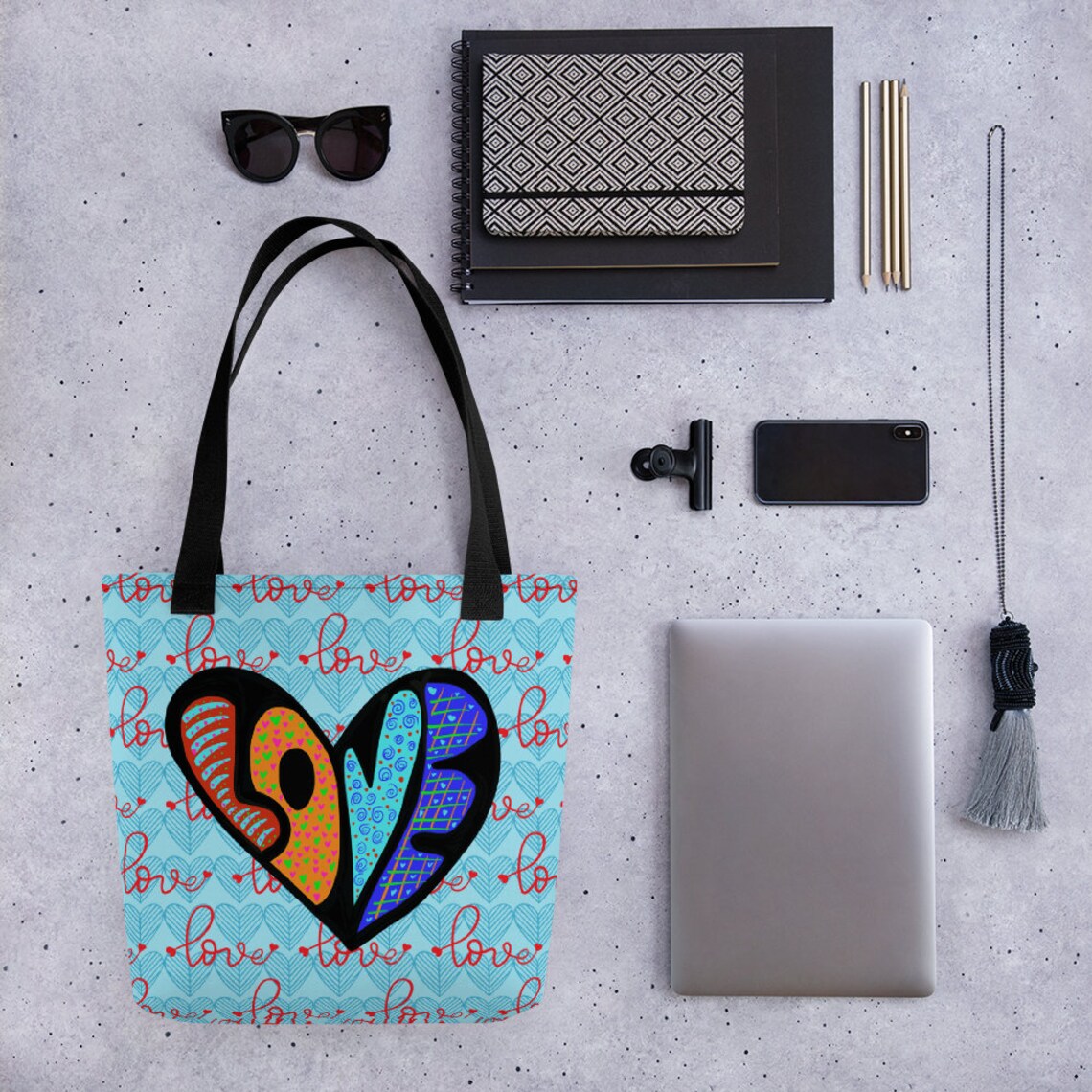 Love Bag, Colorful Love Tote, Hearts Tote, Ladies, Women Gift, Mother ...