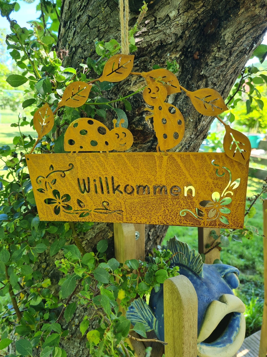 Rust Sign Ladybug Welcome - Etsy