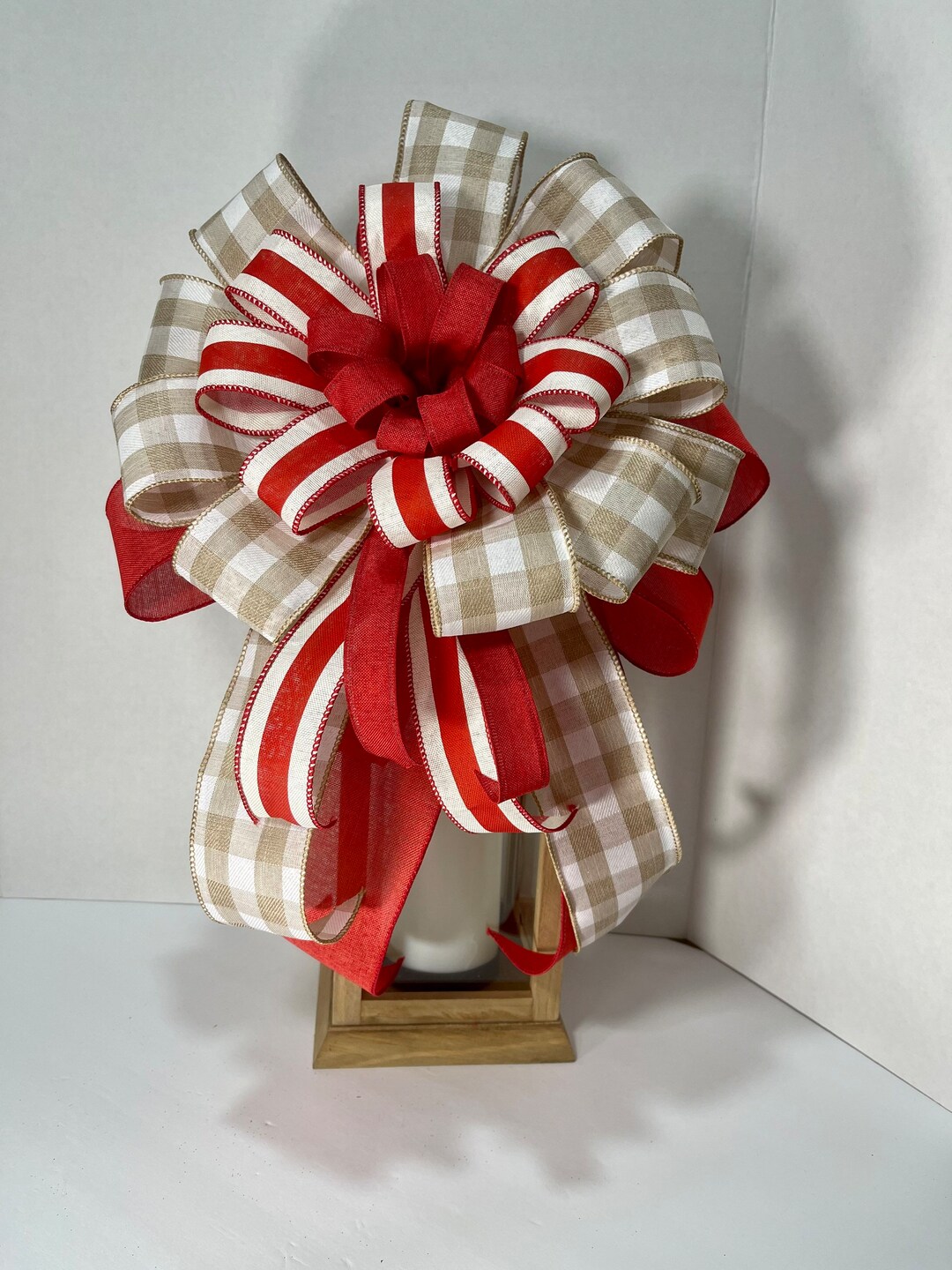 Beautiful Bow Red and Tan Plaid. - Etsy