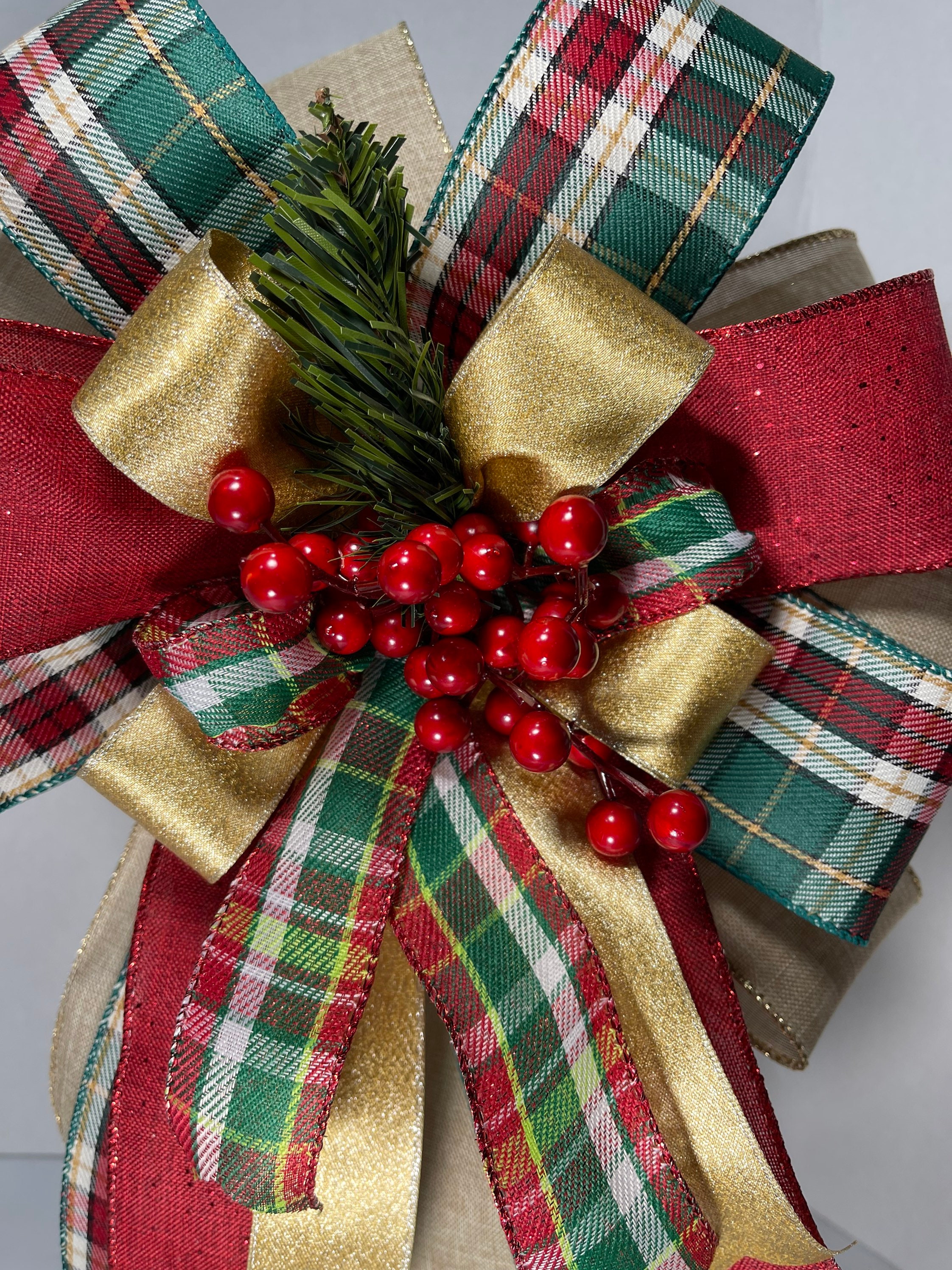 Red, Green and Gold Decorative Bow. Perfect Accent Decoration for a ...